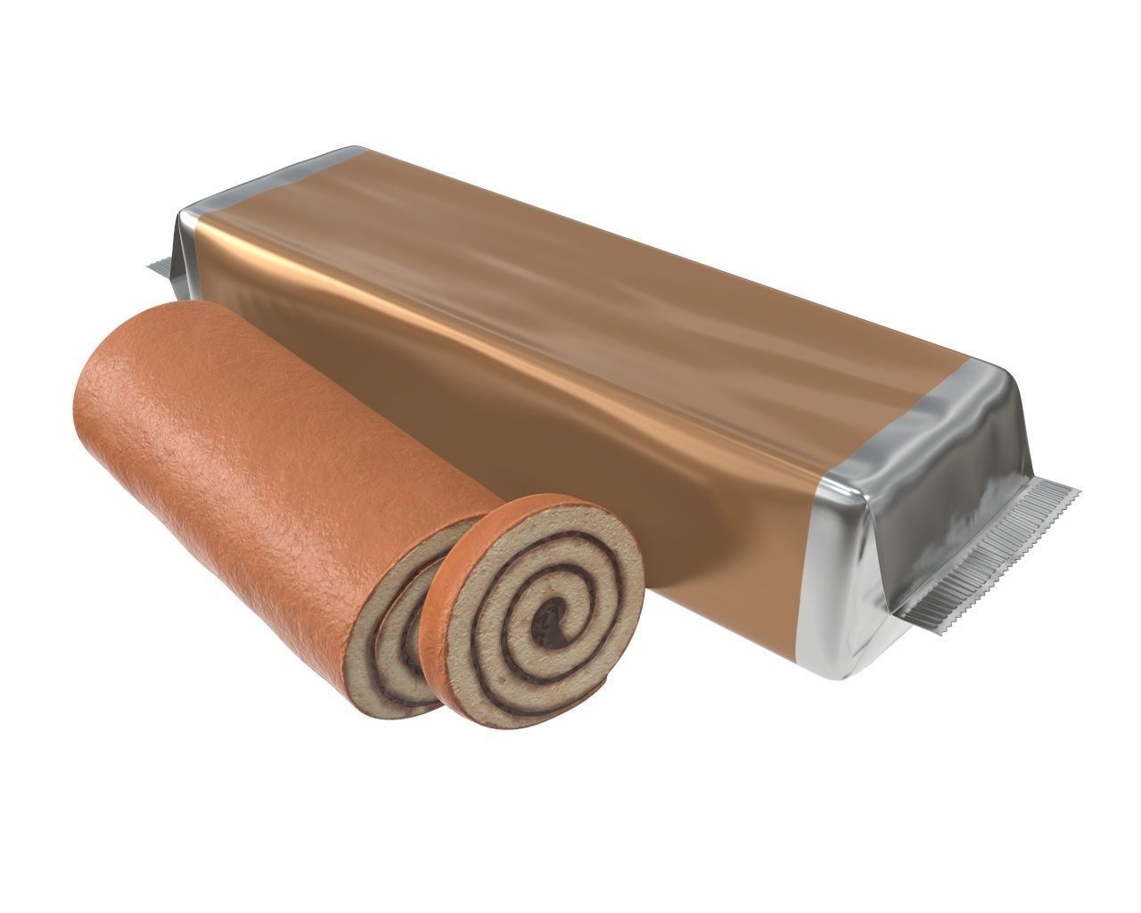 Blank package with sponge cake roll mock up 3D model | CGTrader