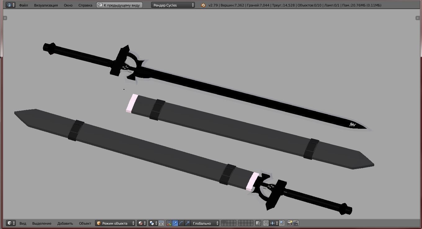 a simple model of the sword kirito 3D model | CGTrader