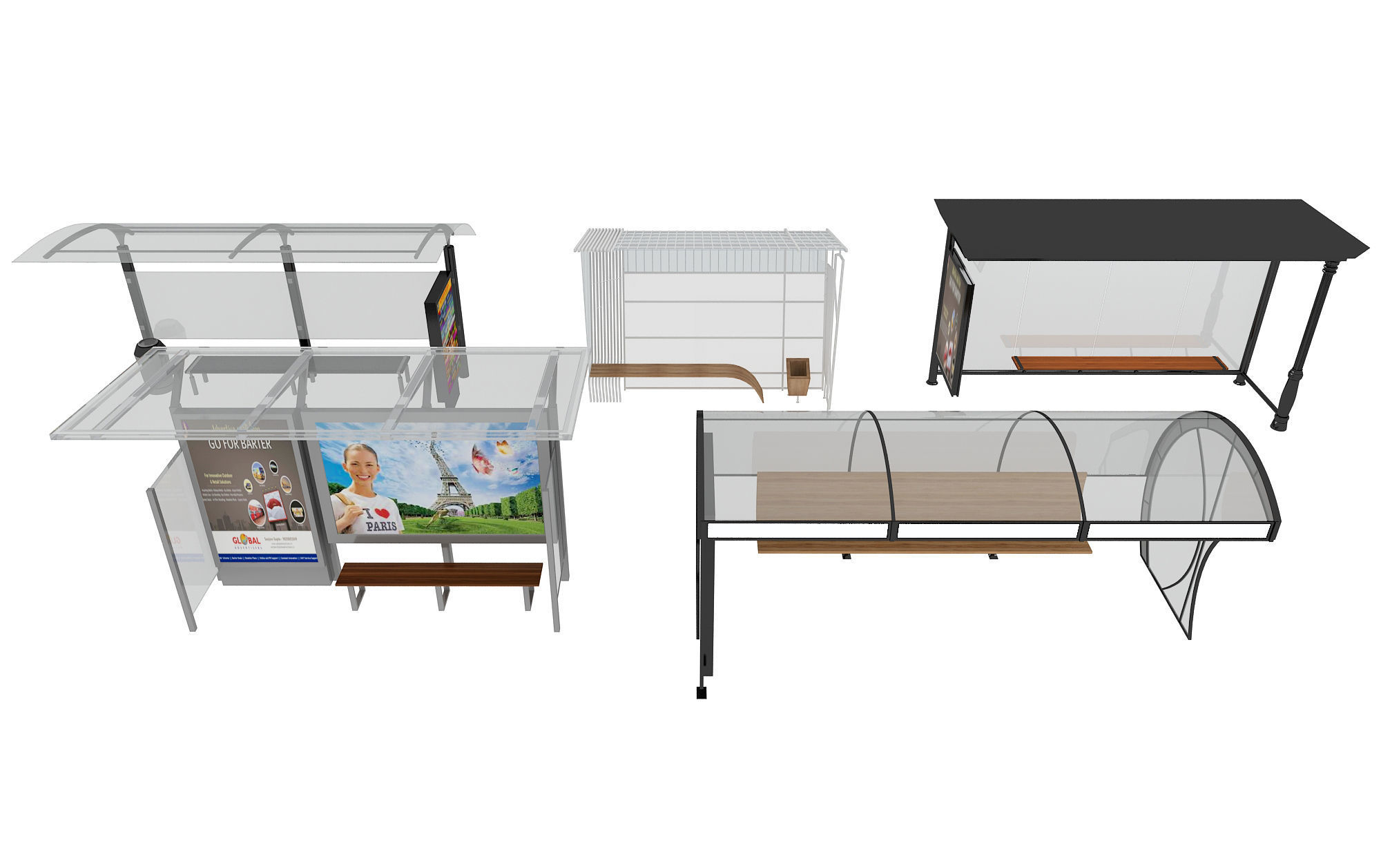 BUS STATIONS MODELS-1 5 MODELS 3D model | CGTrader