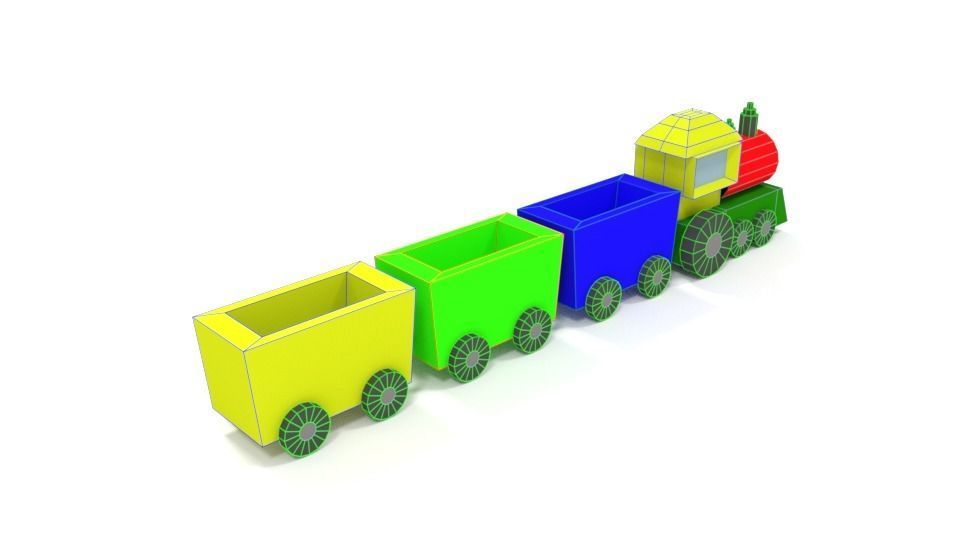 3D model Low Poly Cartoon Train Toy VR / AR / low-poly | CGTrader