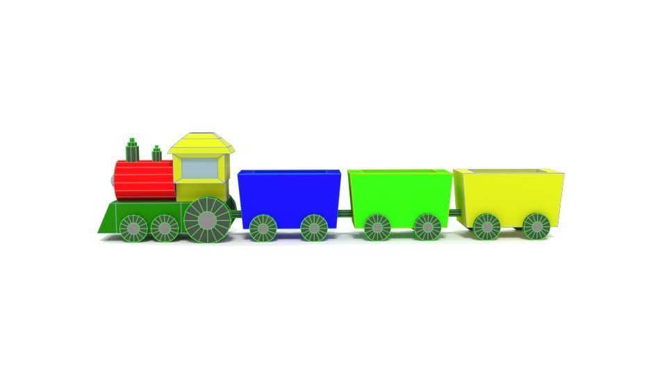 3D model Low Poly Cartoon Train Toy VR / AR / low-poly | CGTrader