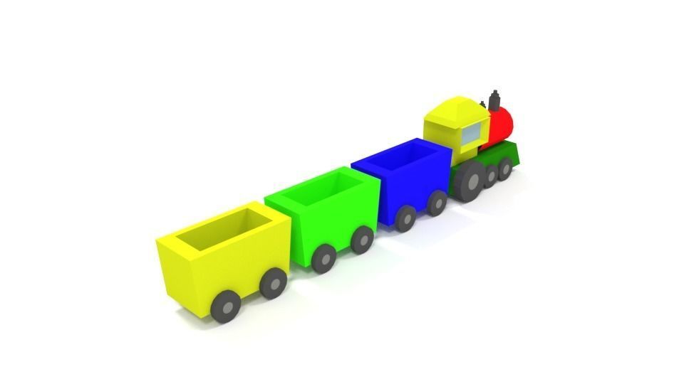 3D model Low Poly Cartoon Train Toy VR / AR / low-poly | CGTrader