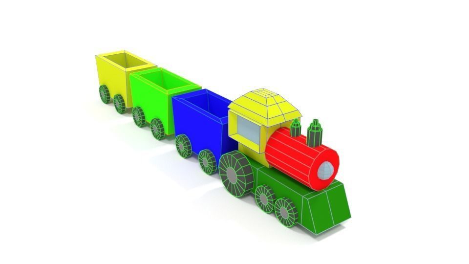 3D model Low Poly Cartoon Train Toy VR / AR / low-poly | CGTrader