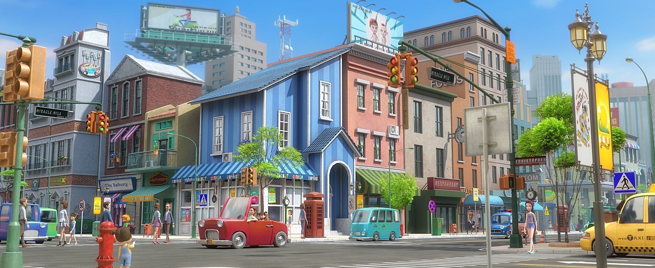 Cartoon City Street Scene 3D model | CGTrader