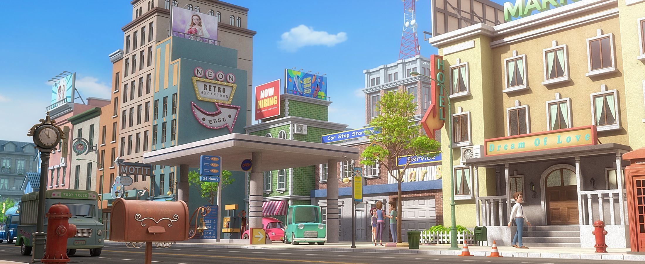 Cartoon City Street Scene 3D model | CGTrader
