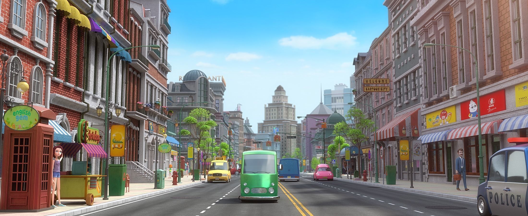Cartoon City Street Scene 3D model | CGTrader