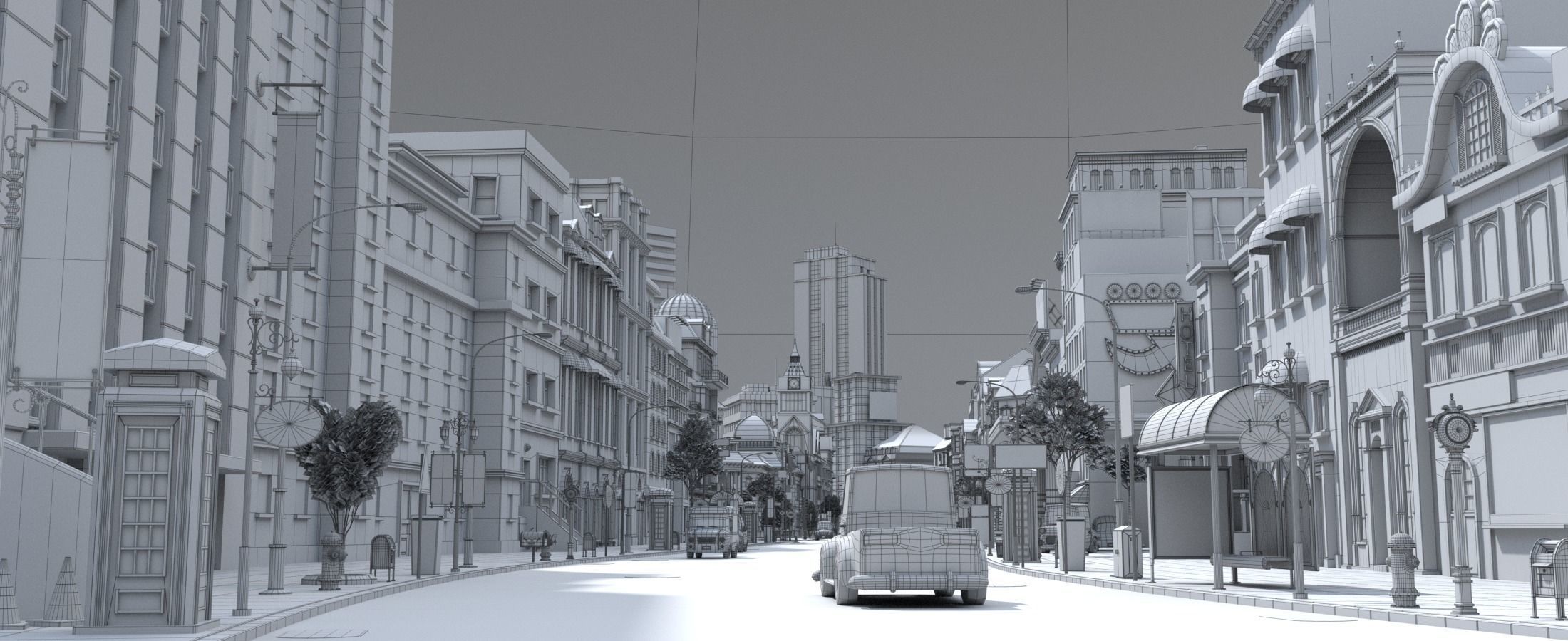 Cartoon City Street Scene 3D model | CGTrader