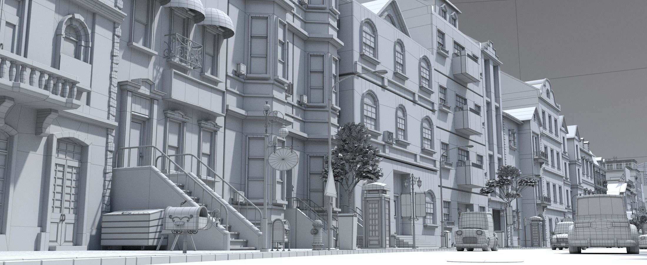 Cartoon City Street Scene 3D model | CGTrader