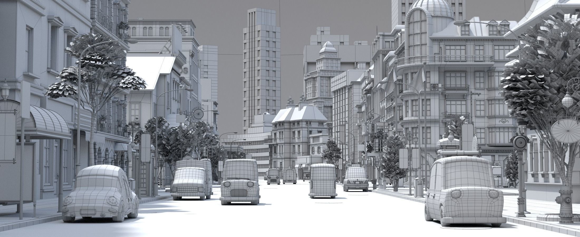 Cartoon City Street Scene 3D model | CGTrader