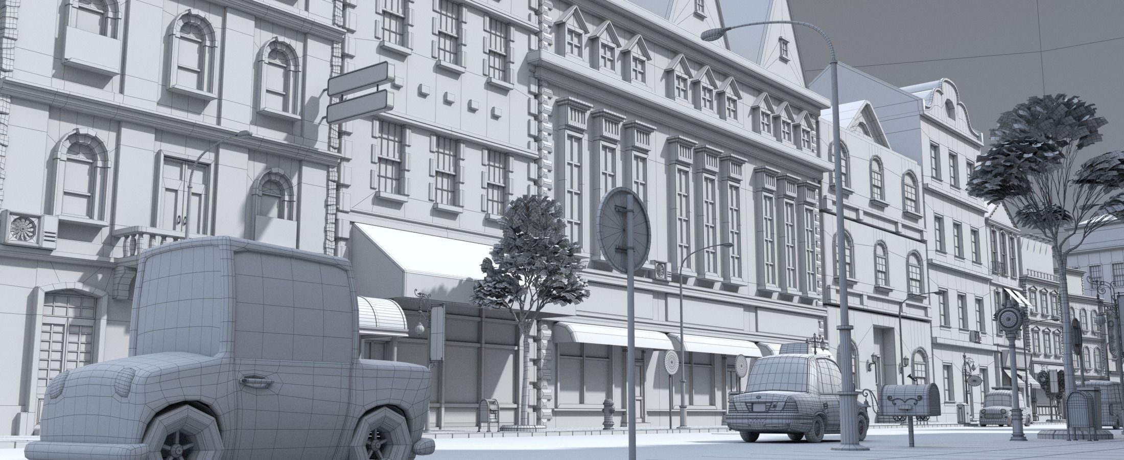 Cartoon City Street Scene 3D model | CGTrader
