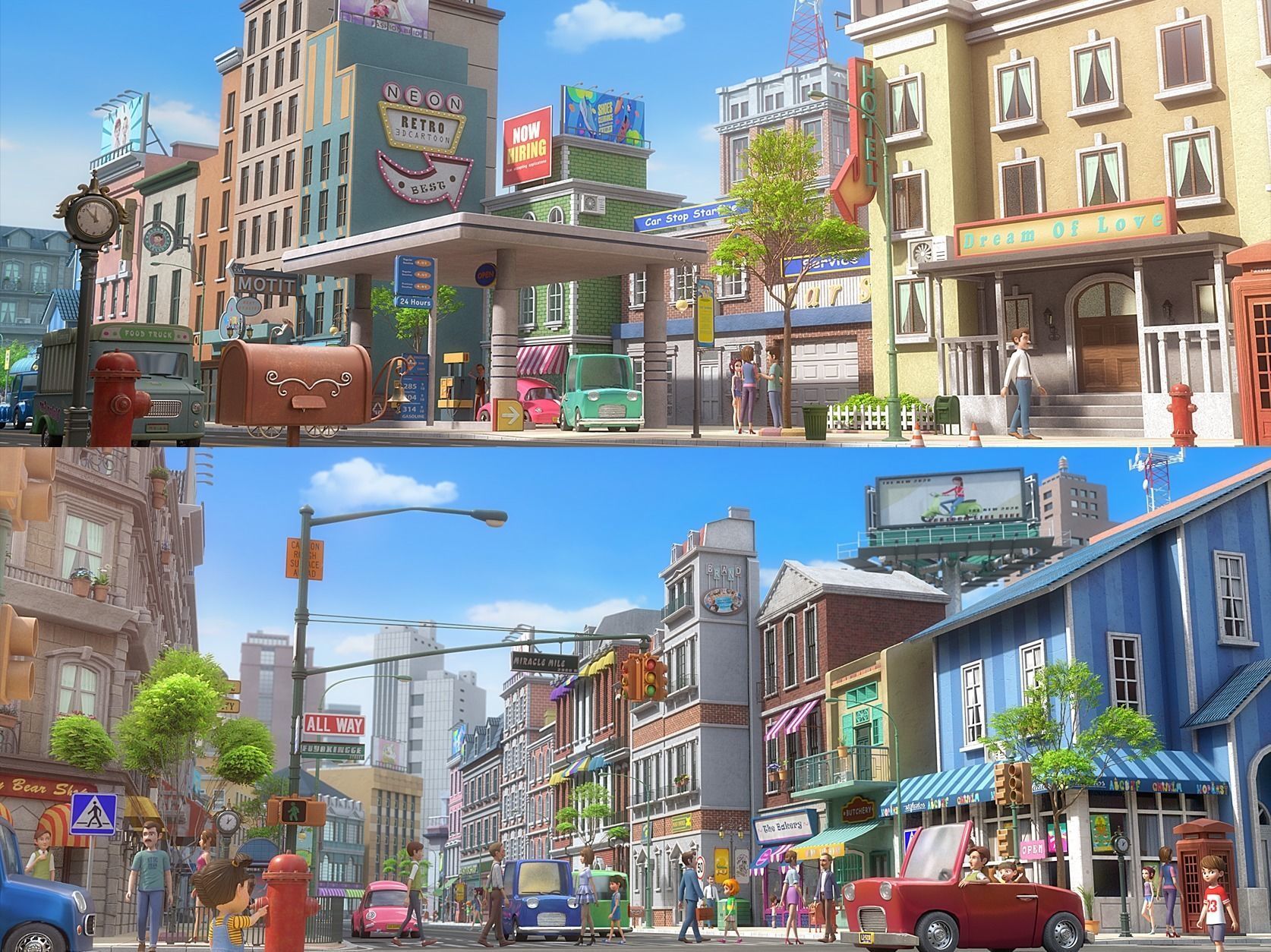Cartoon City Street Scene 3D model | CGTrader