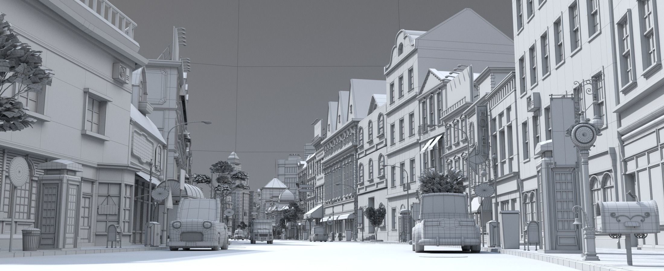 Cartoon City Street Scene 3D model | CGTrader
