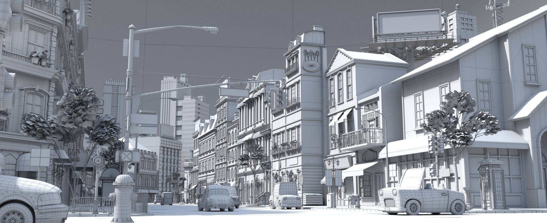 Cartoon City Street Scene 3D model | CGTrader