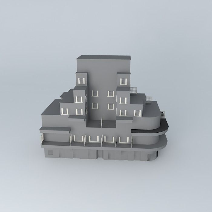 Art deco architecture building free 3D model | CGTrader