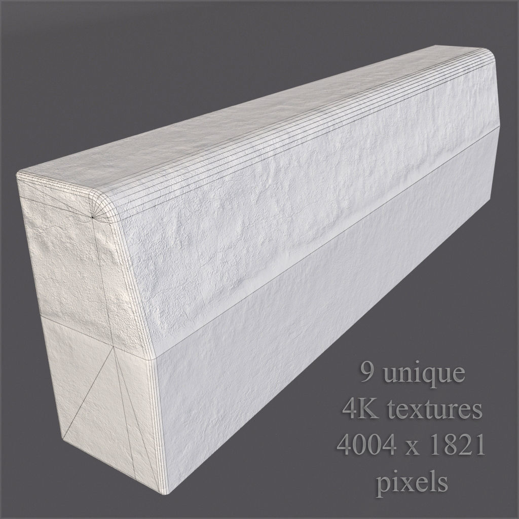 Old curb stone border 3D model | CGTrader