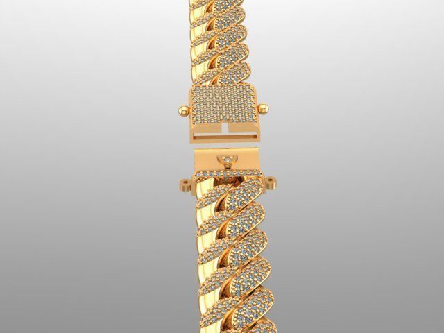 cuban chain bracelet necklace diamond STL 3D model | CGTrader