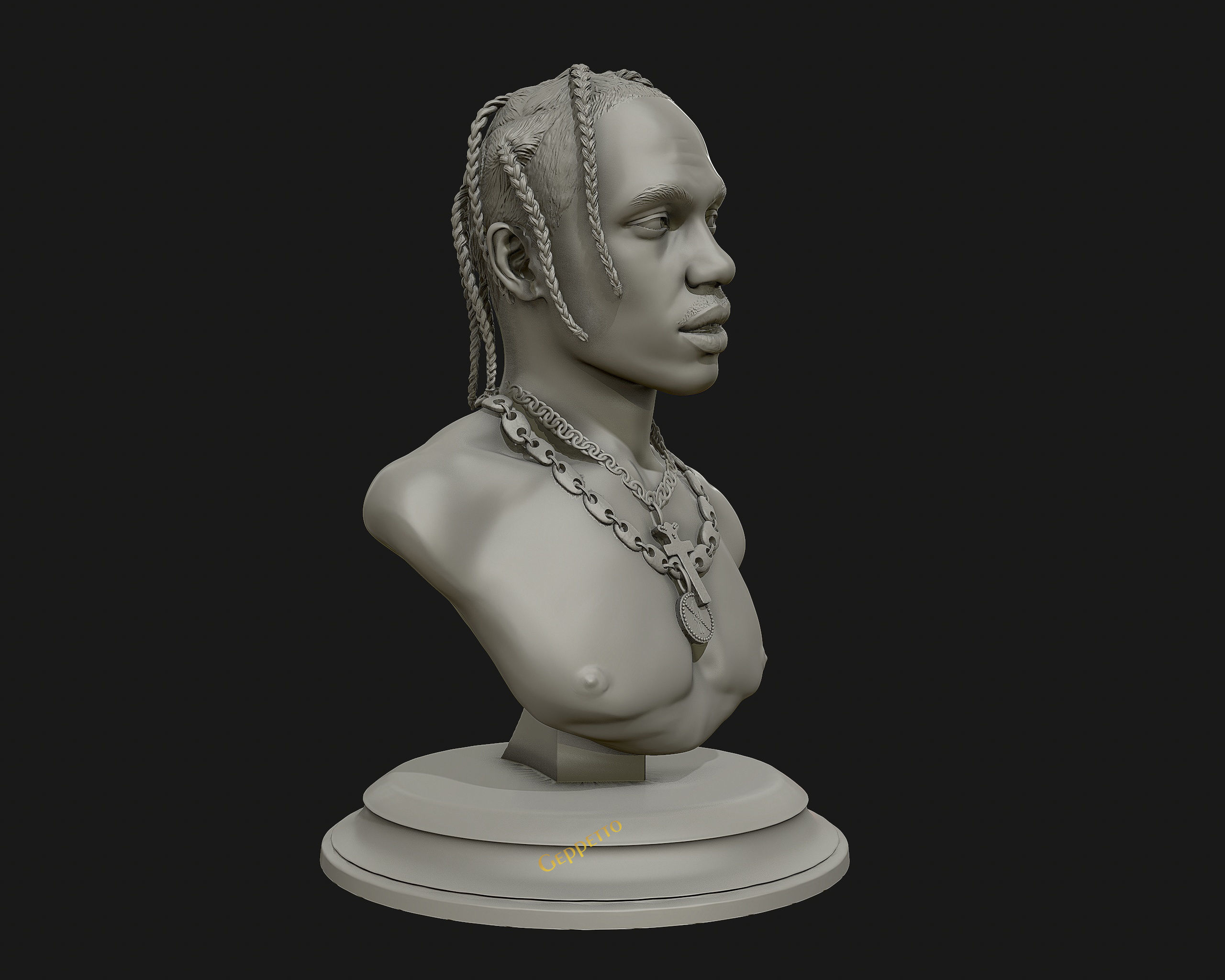 Travis Scott 3D sculpture ready to 3D print 3D model 3D printable ...