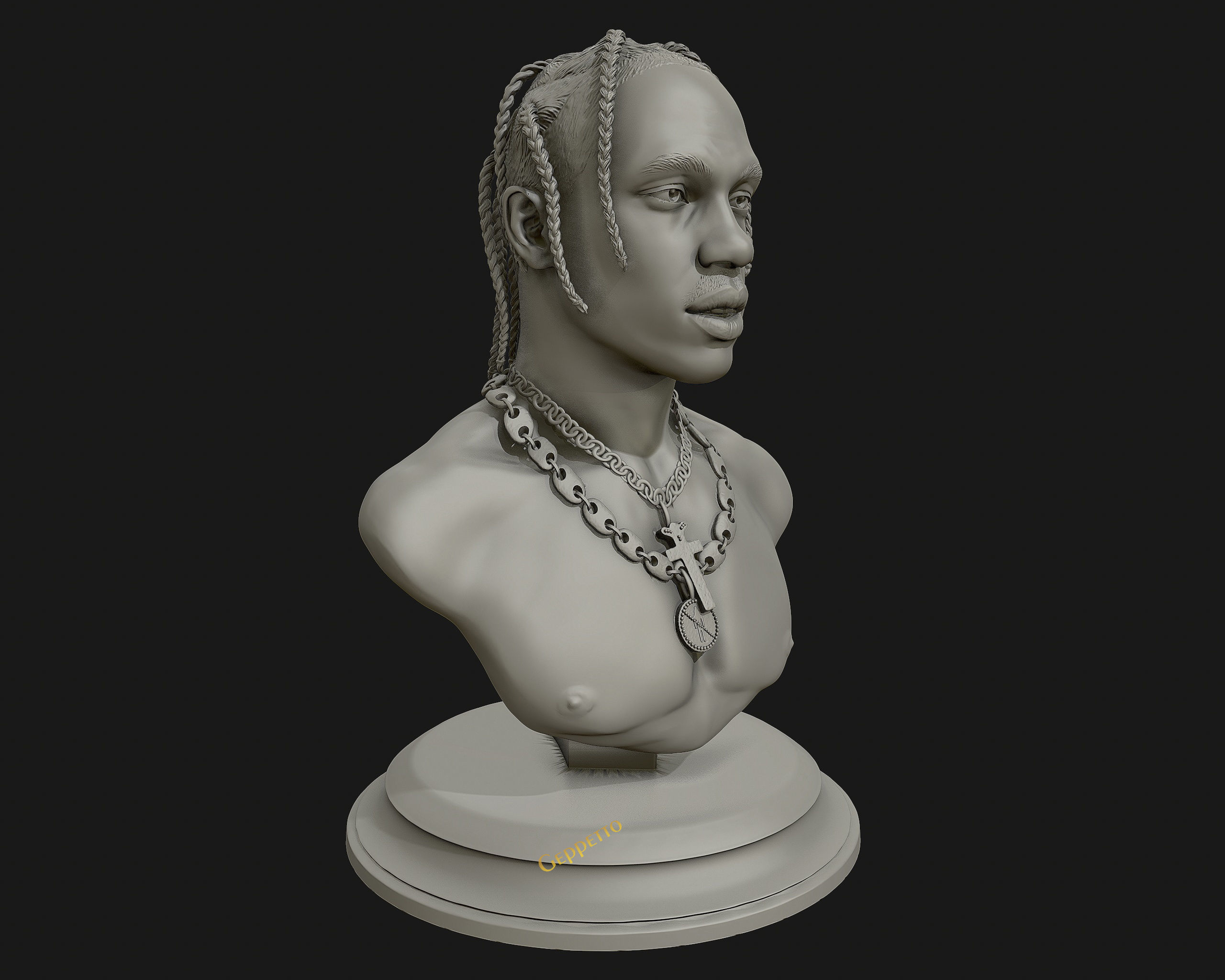 Travis Scott 3D sculpture ready to 3D print 3D model 3D printable ...