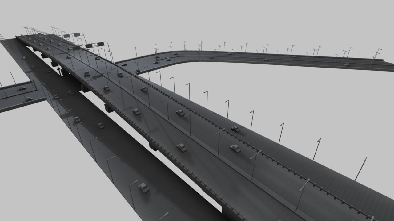 FlyOver bridge with cars 3D model | CGTrader
