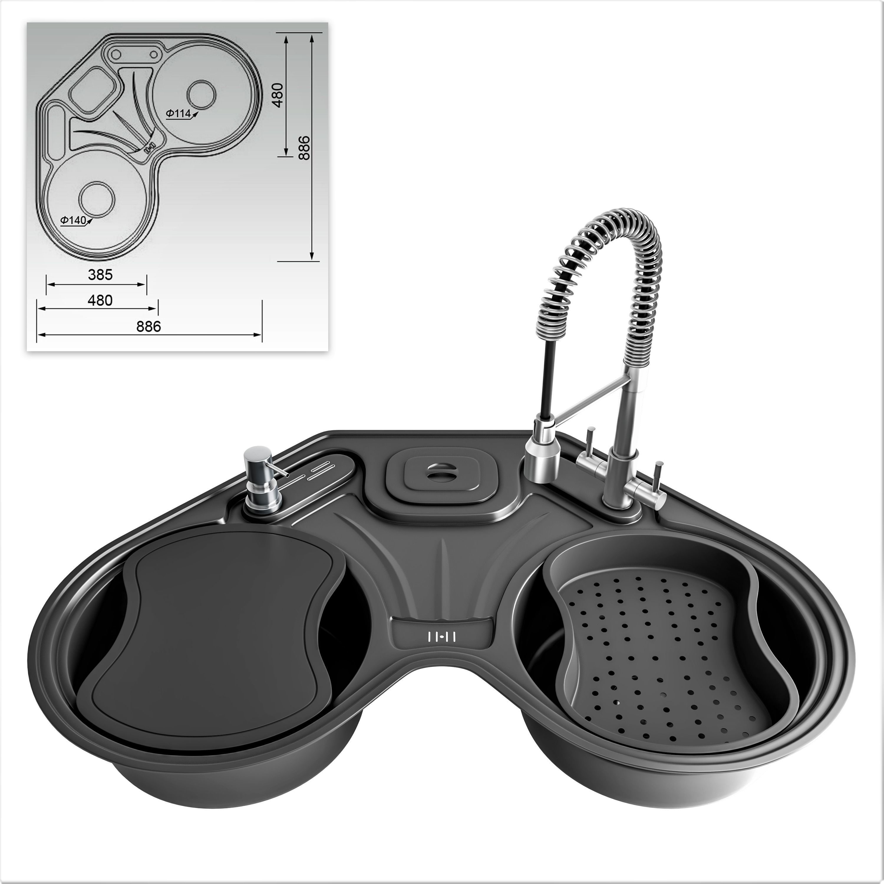 Duo sink Lux mixer 3D model | CGTrader