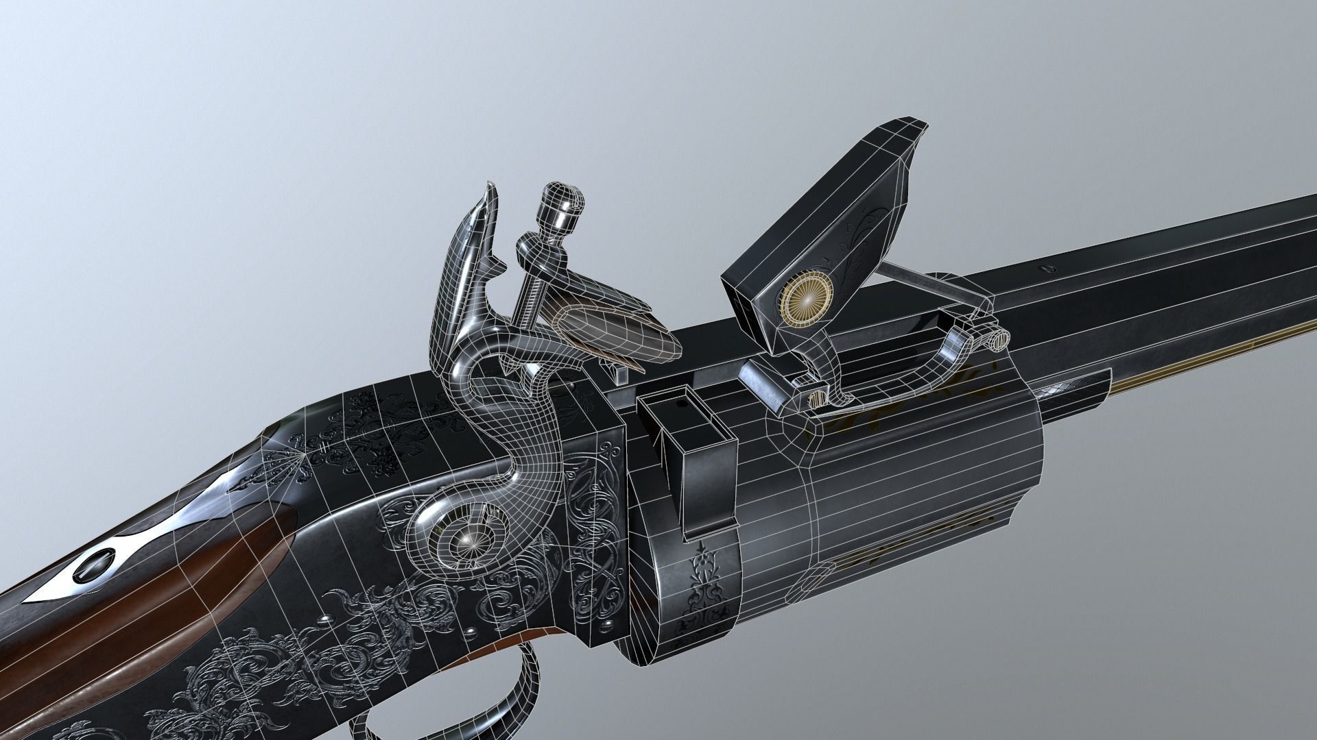 Collier Revolver Rifle free 3D model | CGTrader