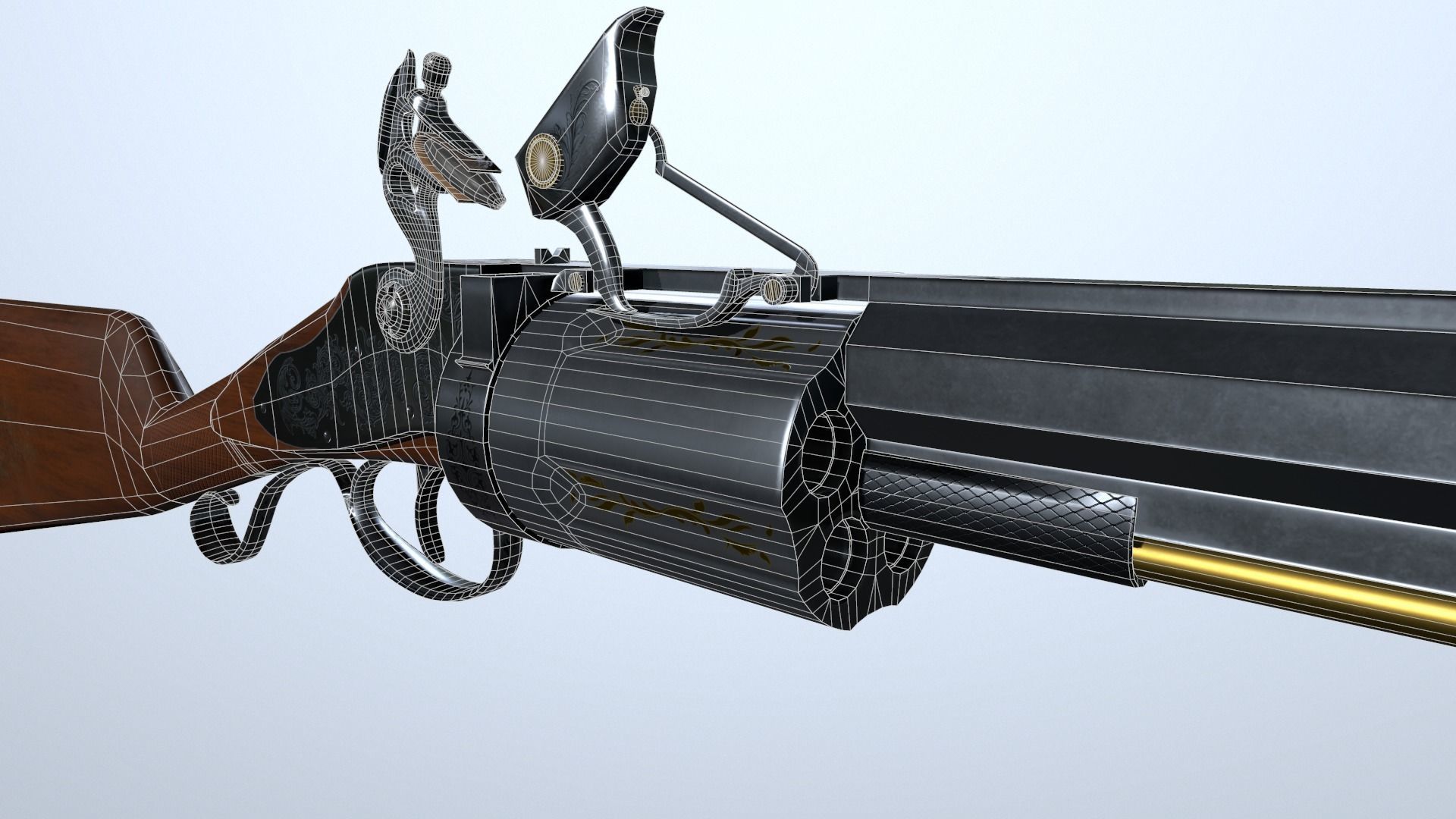 Collier Revolver Rifle free 3D model | CGTrader
