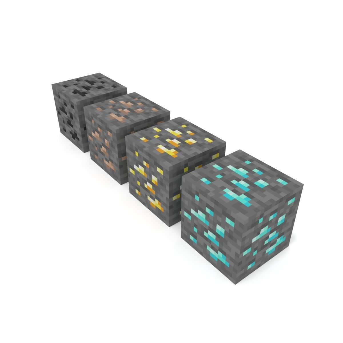 Minecraft Primary Ore Blocks - Coal Iron Gold Diamond 3D model | CGTrader