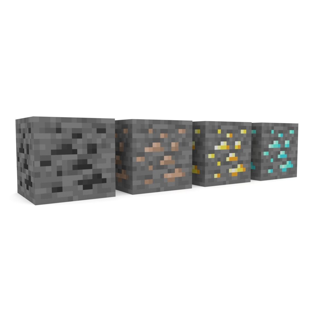 Minecraft Primary Ore Blocks - Coal Iron Gold Diamond 3D model | CGTrader