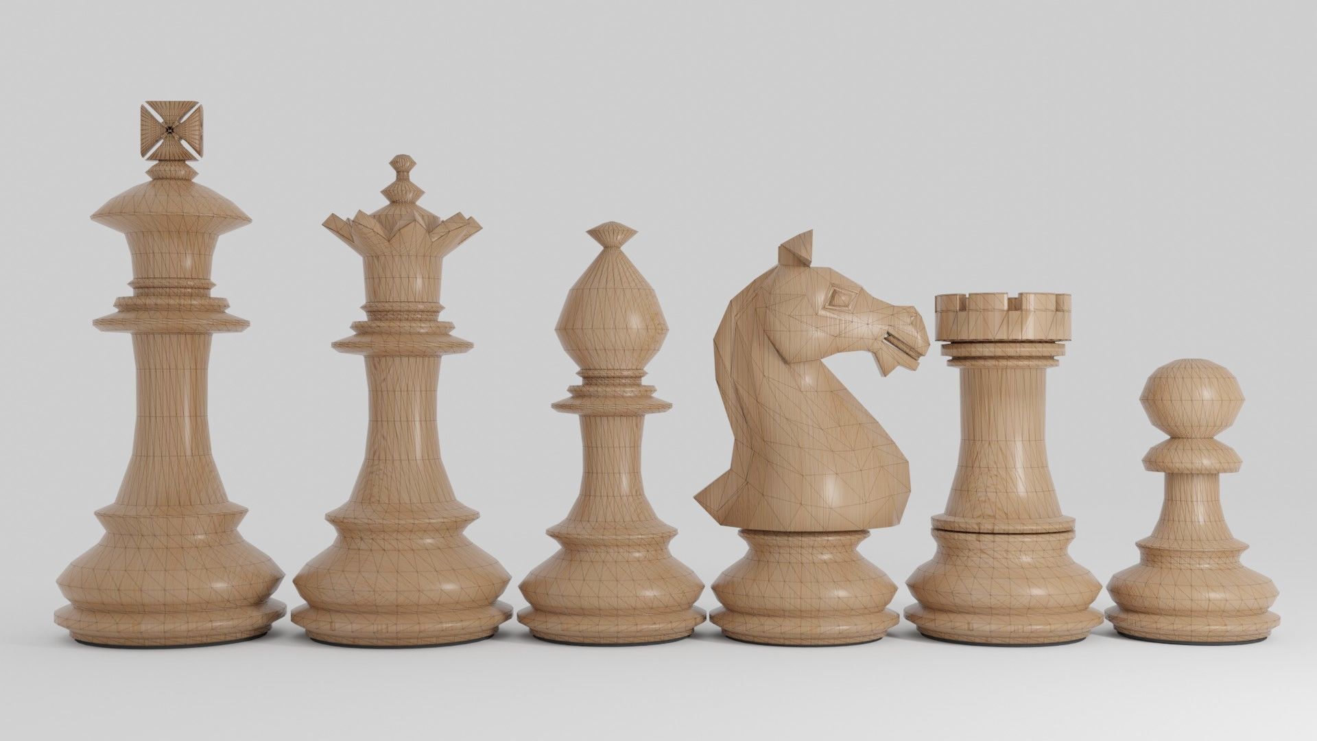 Chess wood pieces 3D model | CGTrader