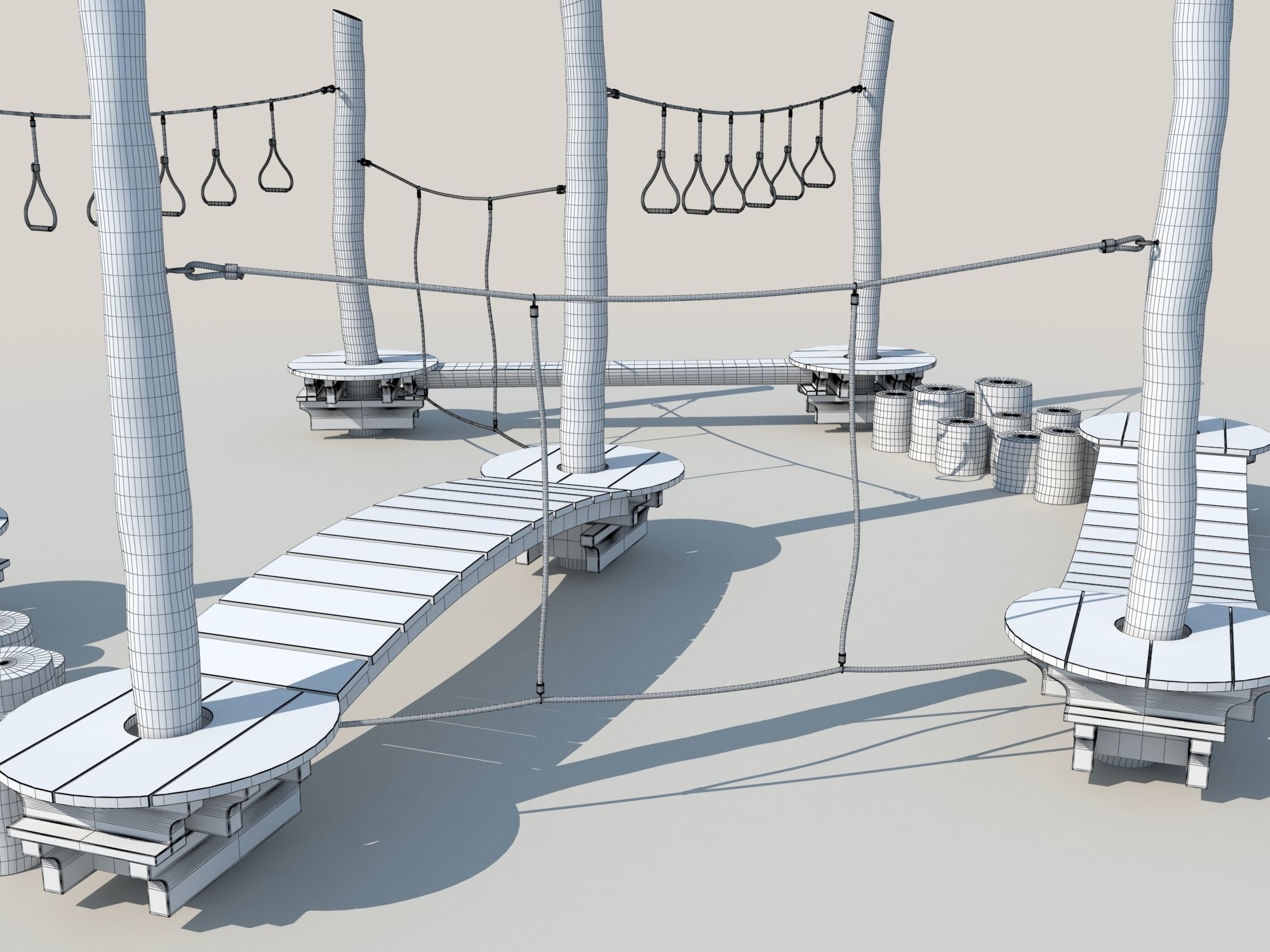 Kid rope park by tree trunk 3D model | CGTrader