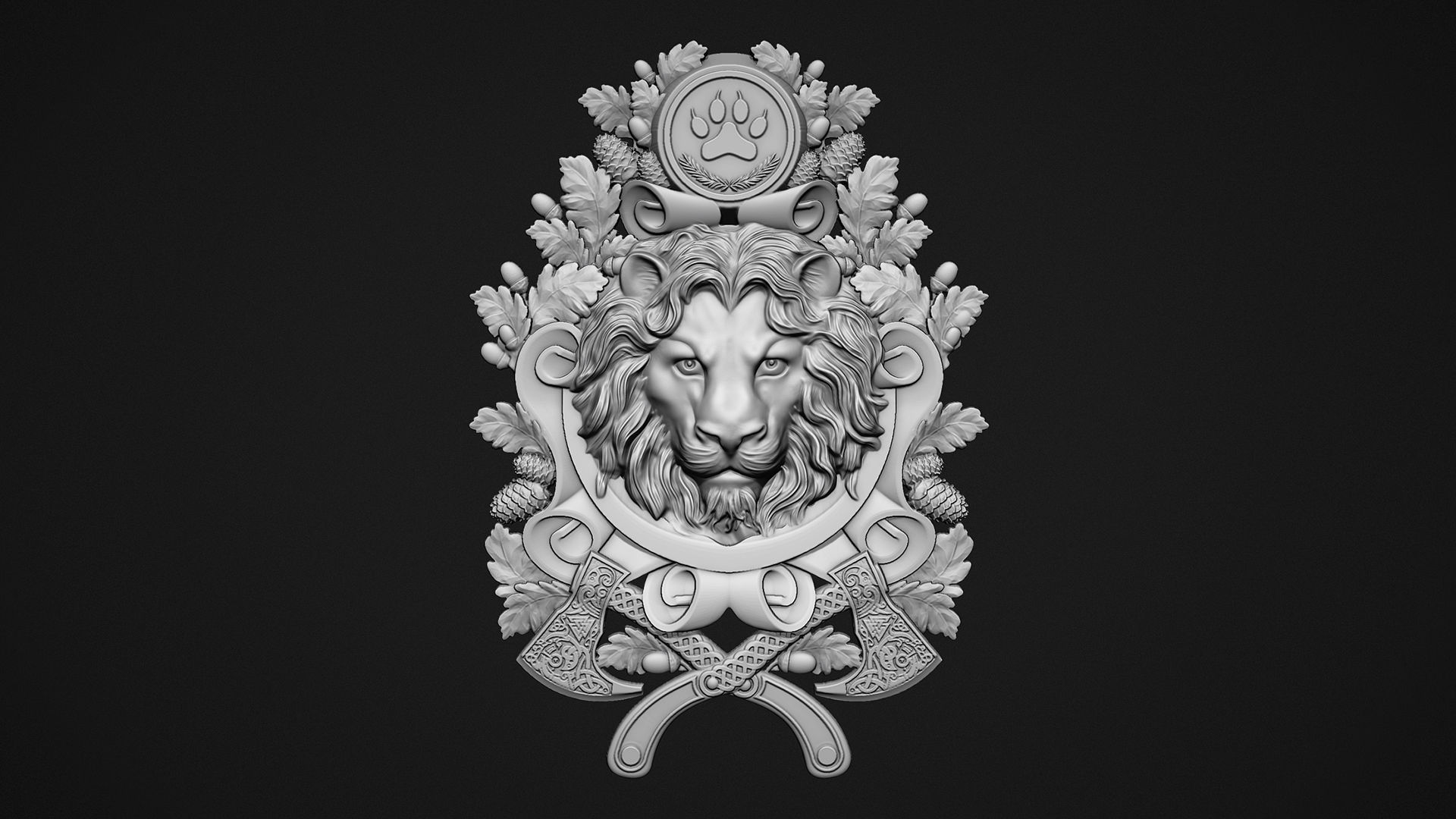 Lion head medallion 3D model 3D printable | CGTrader