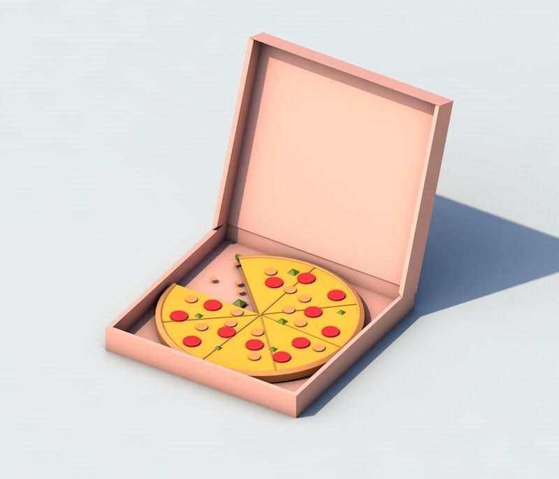 Low-poly 3d model Pizza with Box 3D model | CGTrader