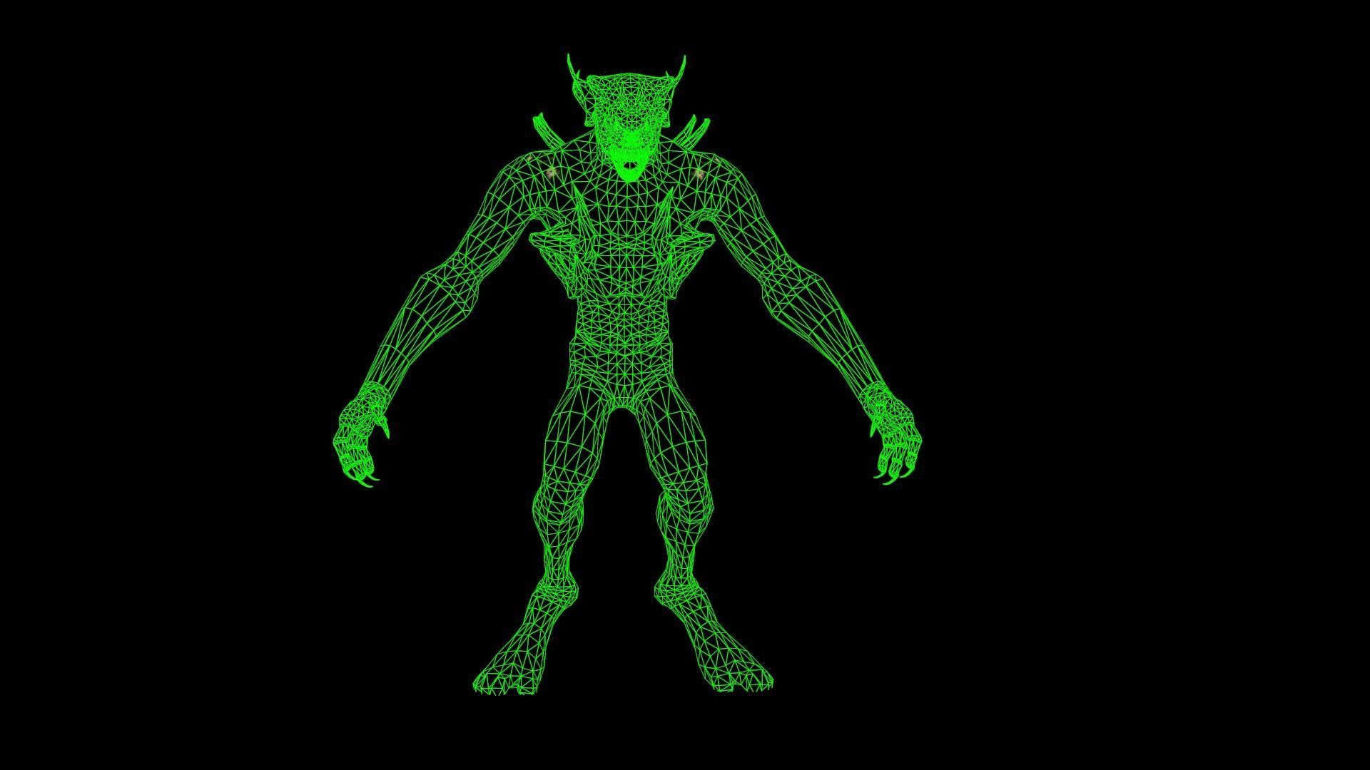 3D model Predator humanoid creature VR / AR / low-poly rigged animated ...