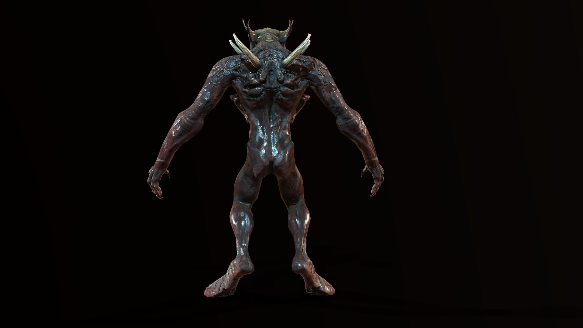 3D model Predator humanoid creature VR / AR / low-poly rigged animated ...