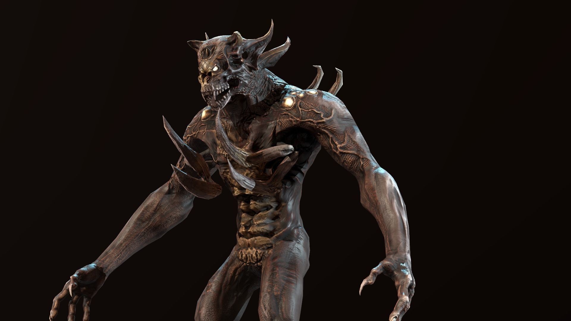 3D model Predator humanoid creature VR / AR / low-poly rigged animated ...