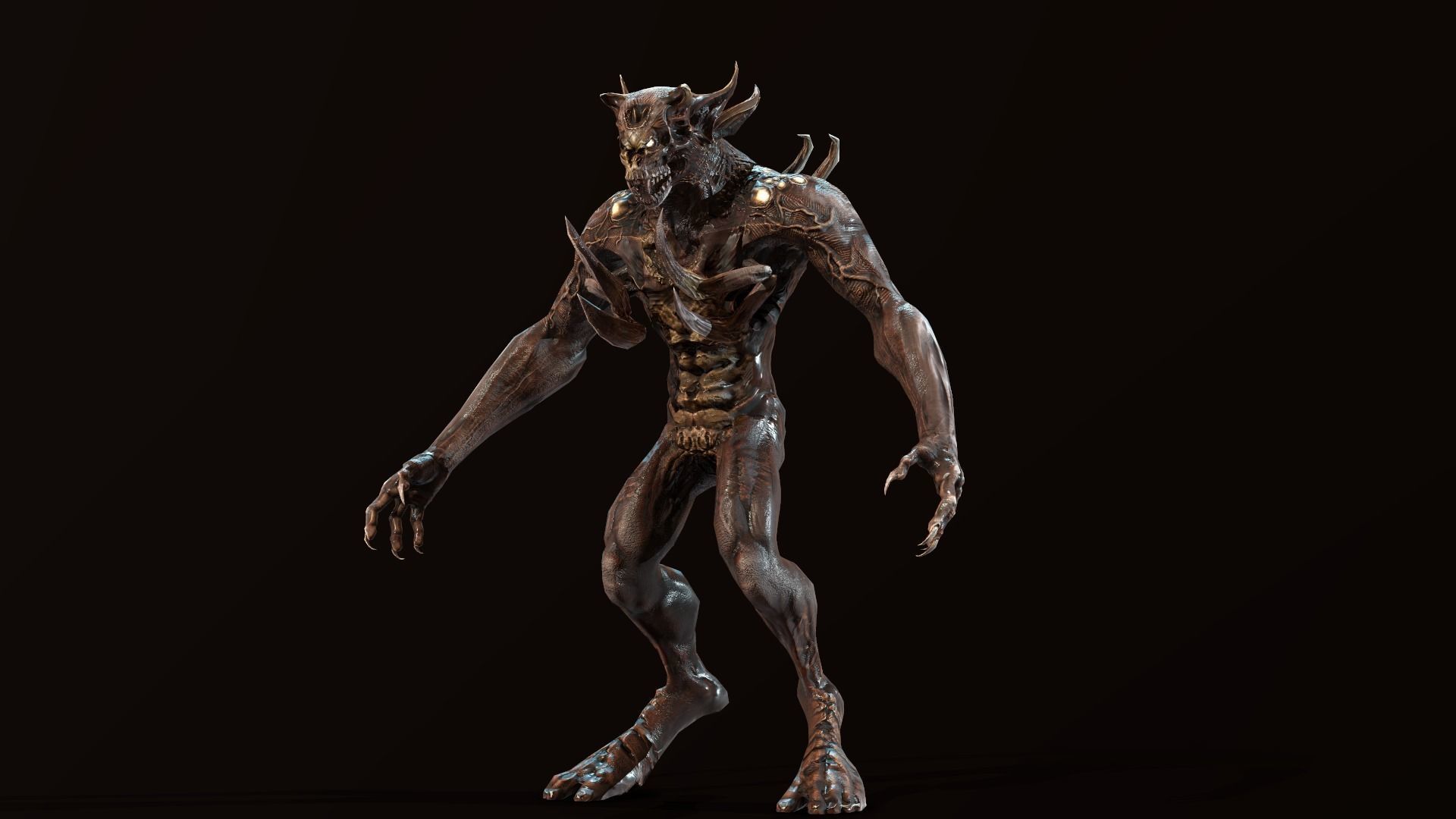 3D model Predator humanoid creature VR / AR / low-poly rigged animated ...