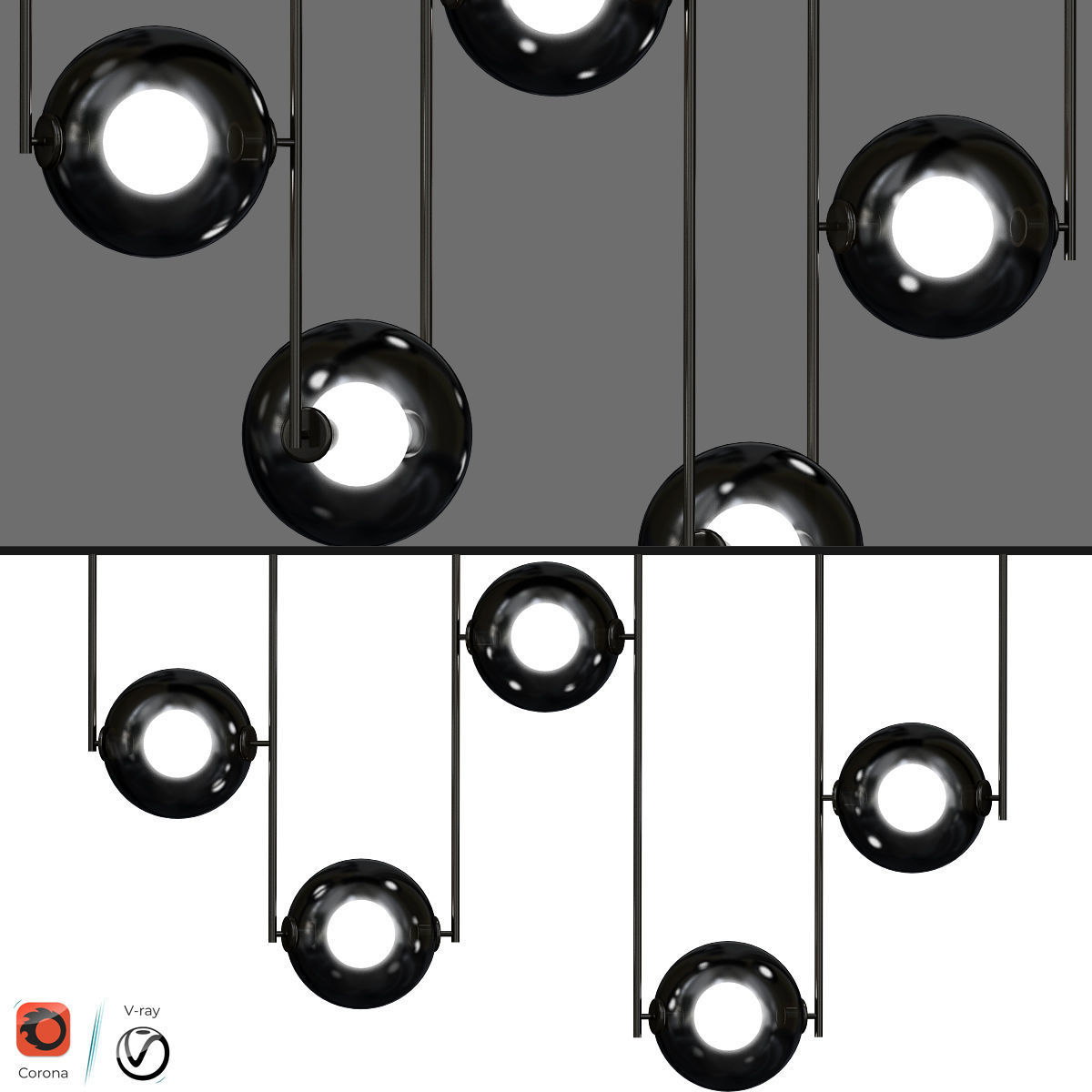 Equalizer Collection four balls hanging from chain 3D model | CGTrader