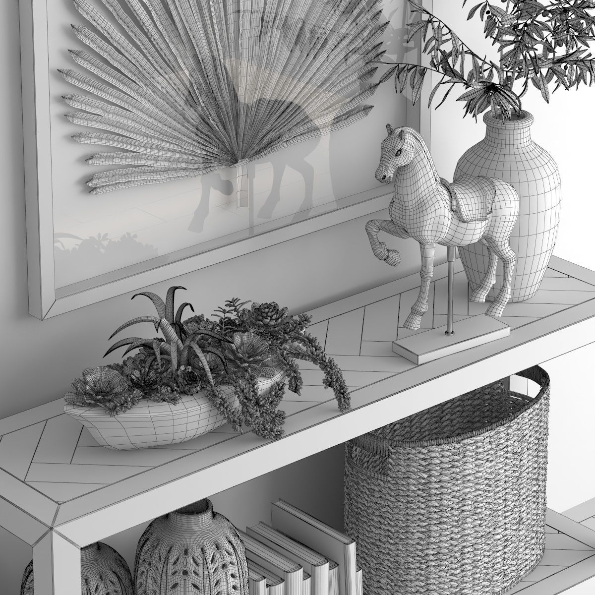 HADLEY HERRINGBONE RECLAIMED WOOD CONSOLE TABLE 3D model | CGTrader