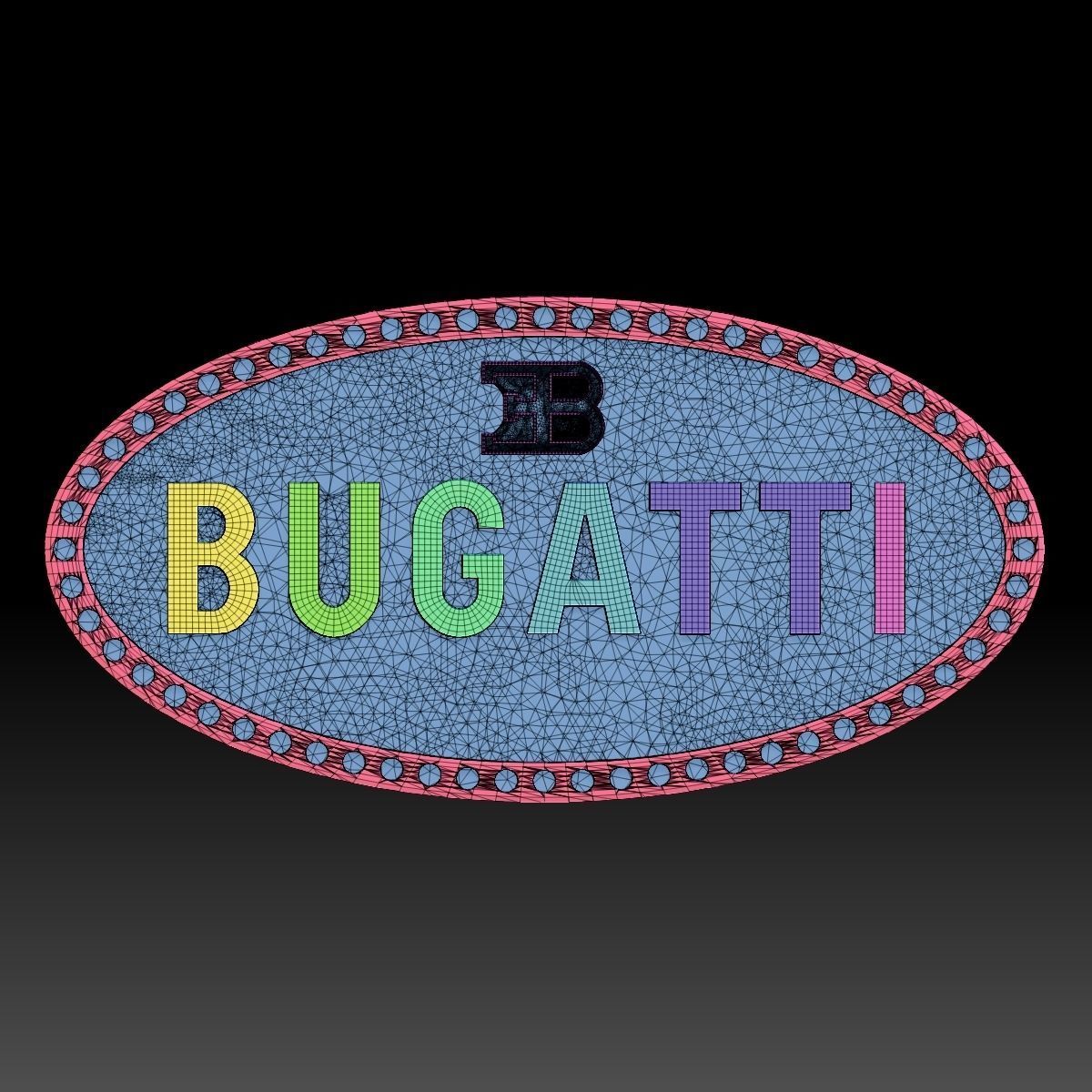 Bugatti logo car logotype 3D model 3D printable | CGTrader