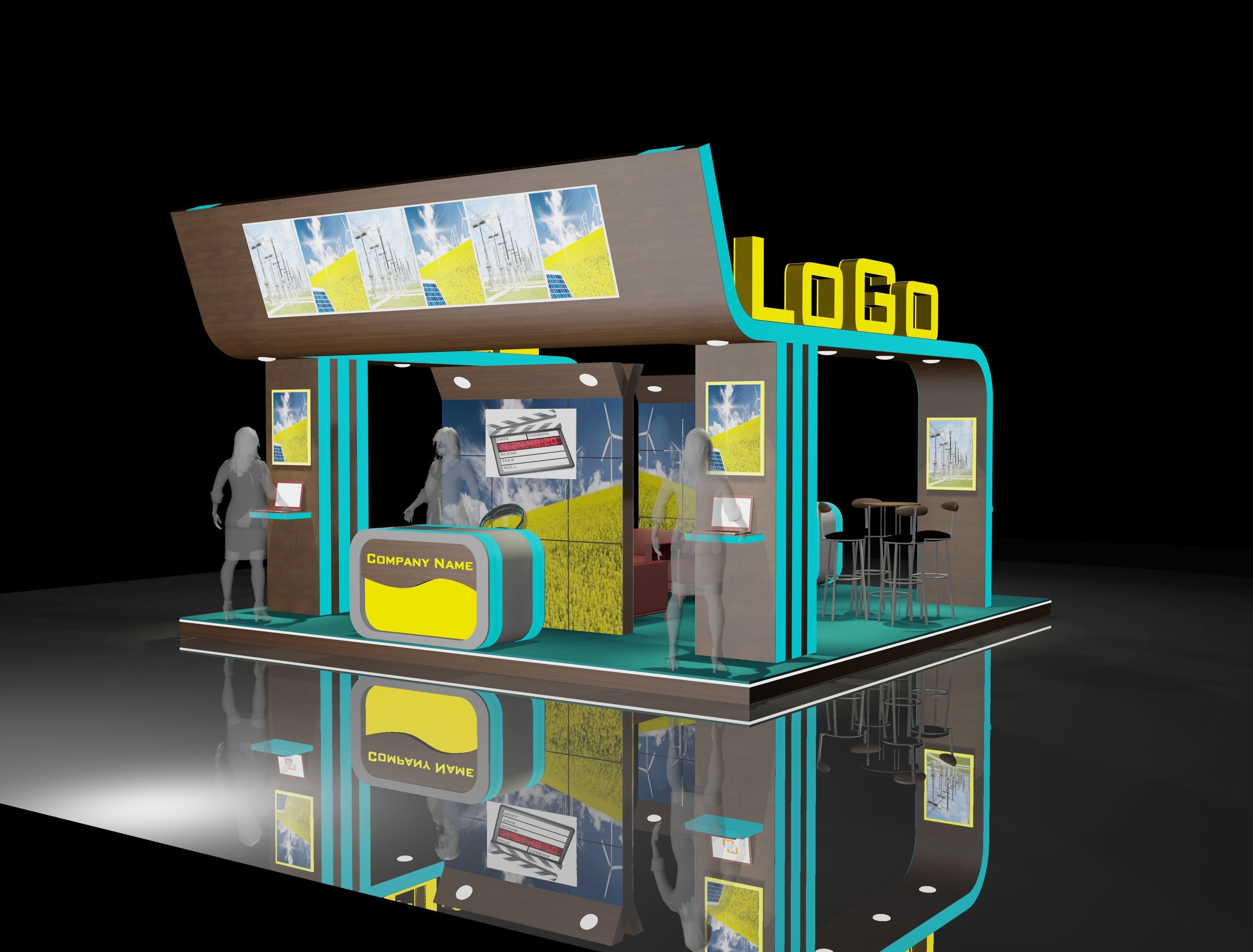 6x6 Exhibition booth stand 3d model 3D model | CGTrader