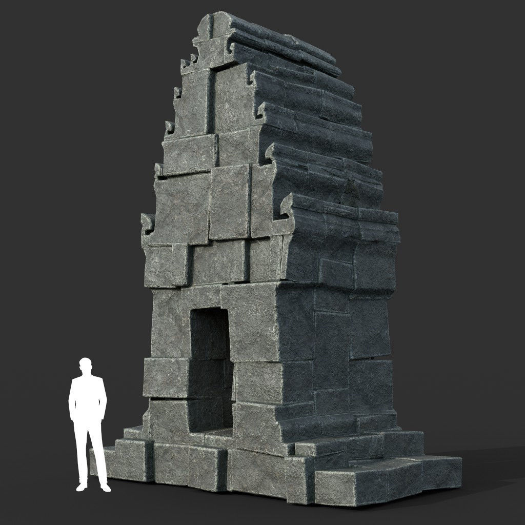 Low poly Black Ruin Asia Temple 02 3D model | CGTrader