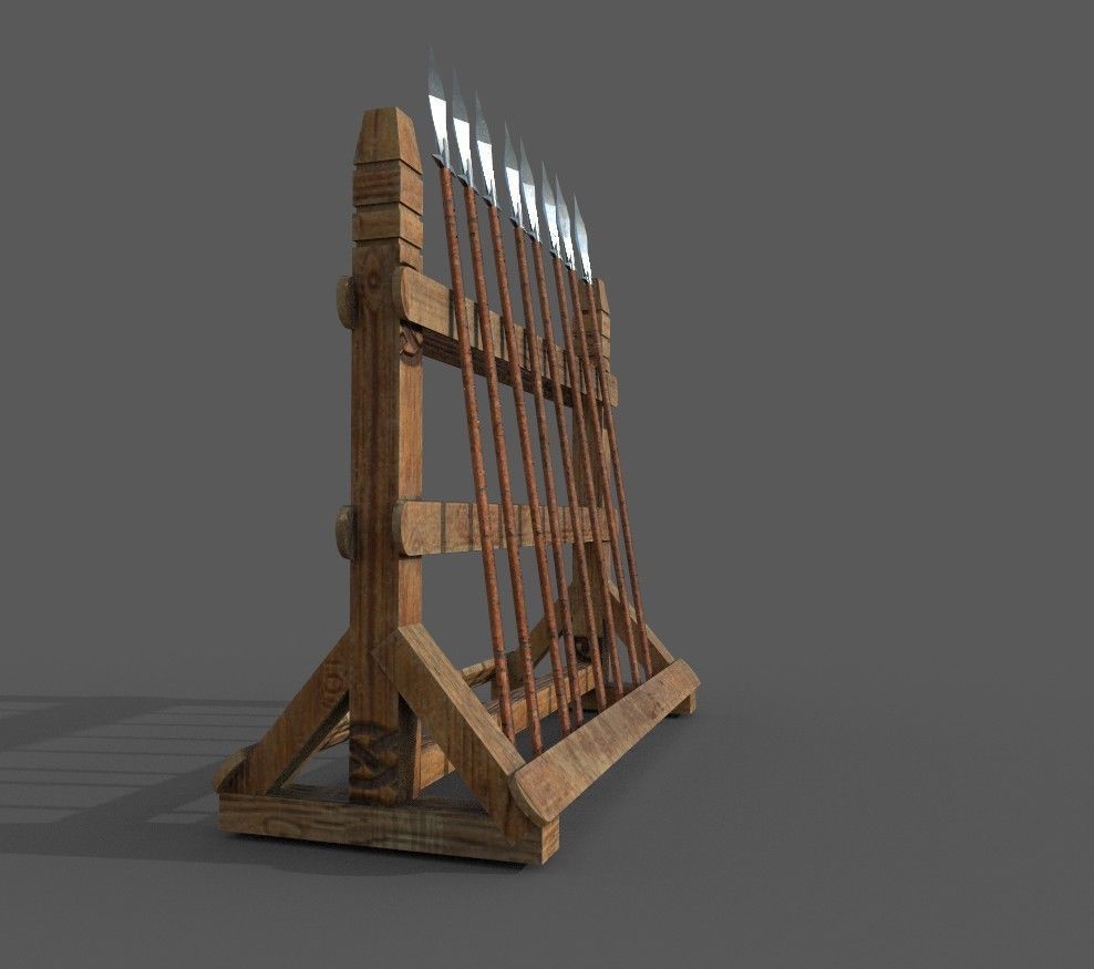 3D model spears wooden sword rack VR / AR / low-poly | CGTrader