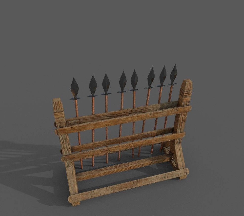 3D model spears wooden sword rack VR / AR / low-poly | CGTrader