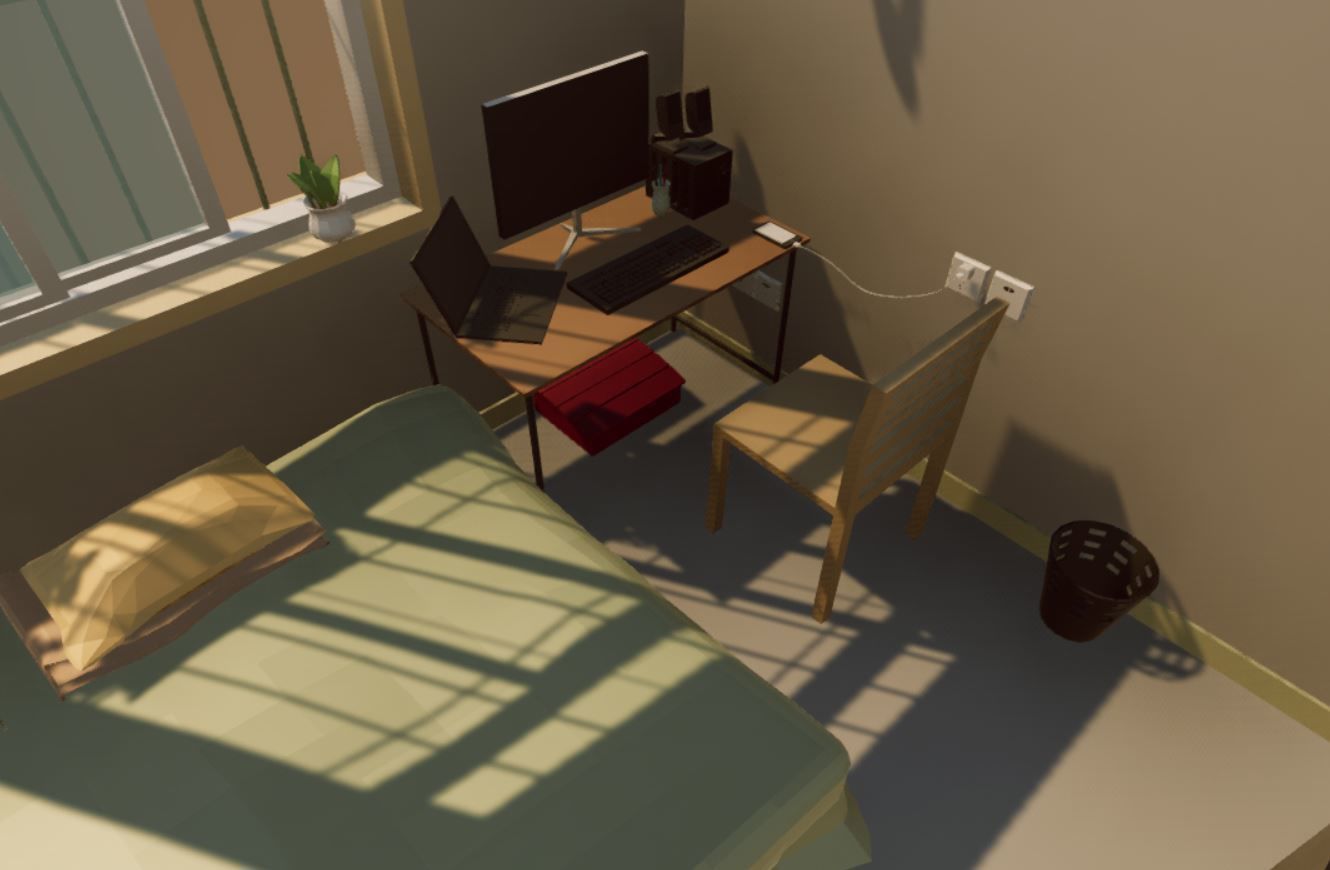 3D model Low poly Bedroom room with closet and clothes VR / AR / low ...