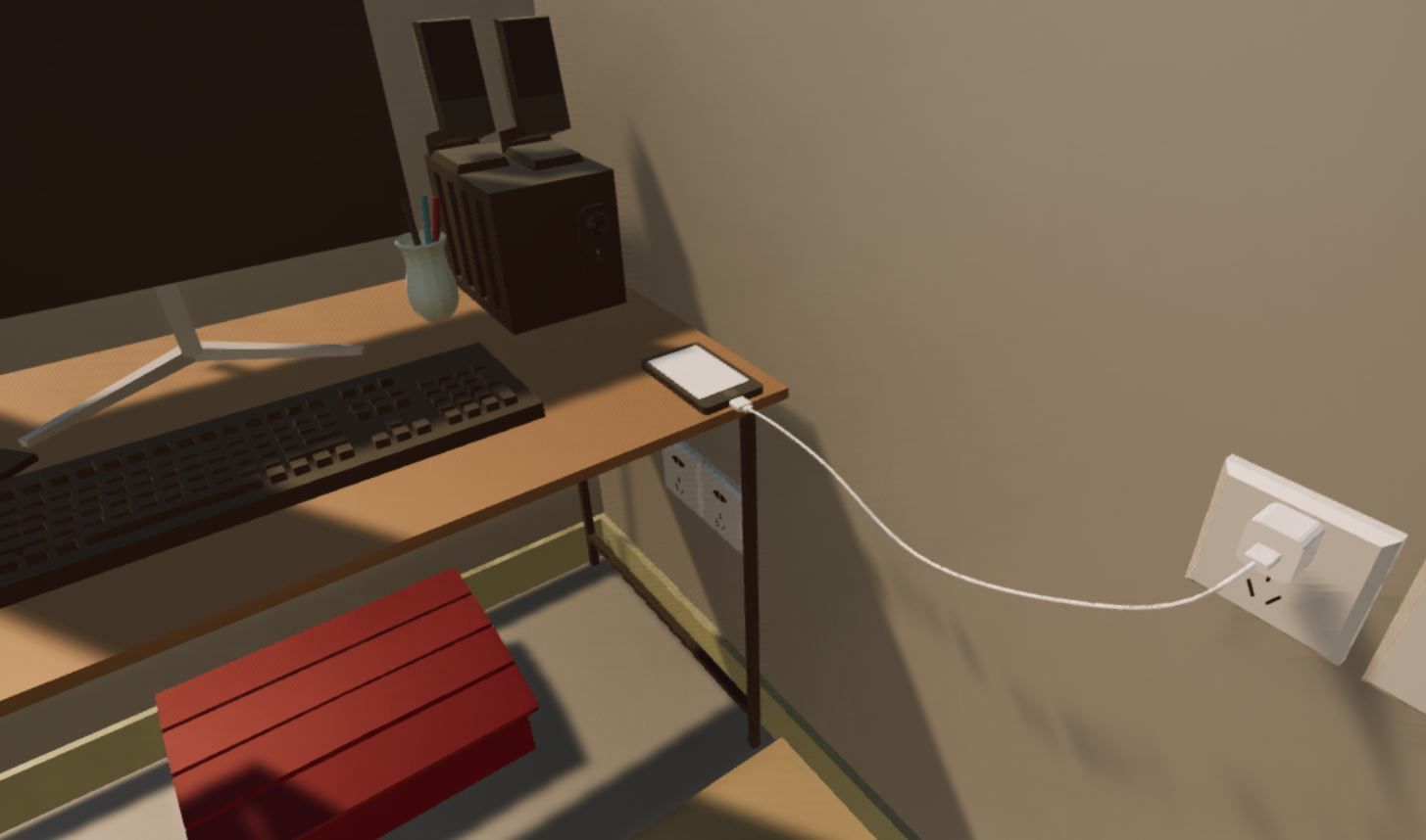 3D model Low poly Bedroom room with closet and clothes VR / AR / low ...
