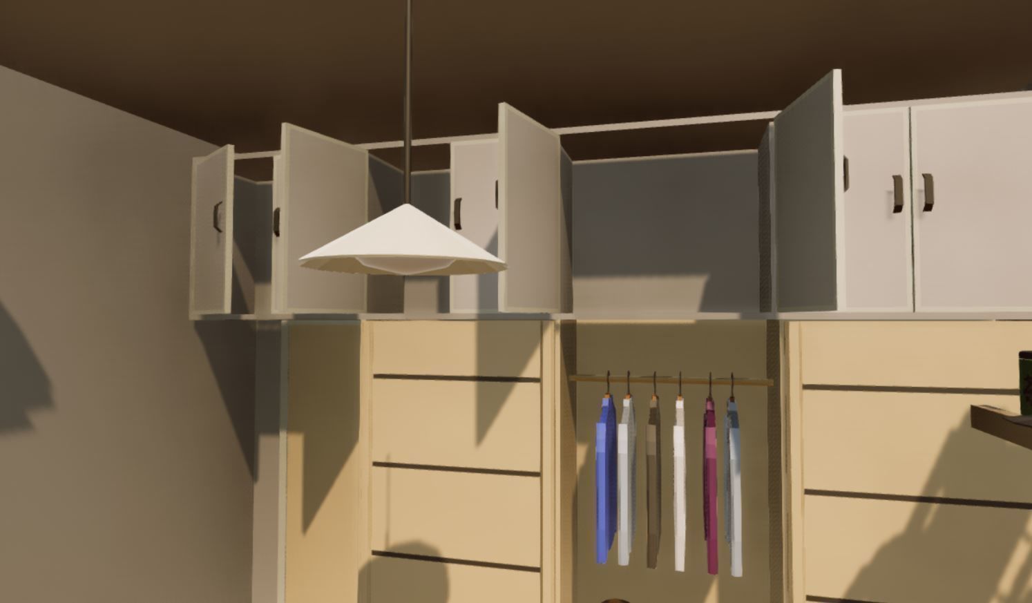 3D model Low poly Bedroom room with closet and clothes VR / AR / low ...