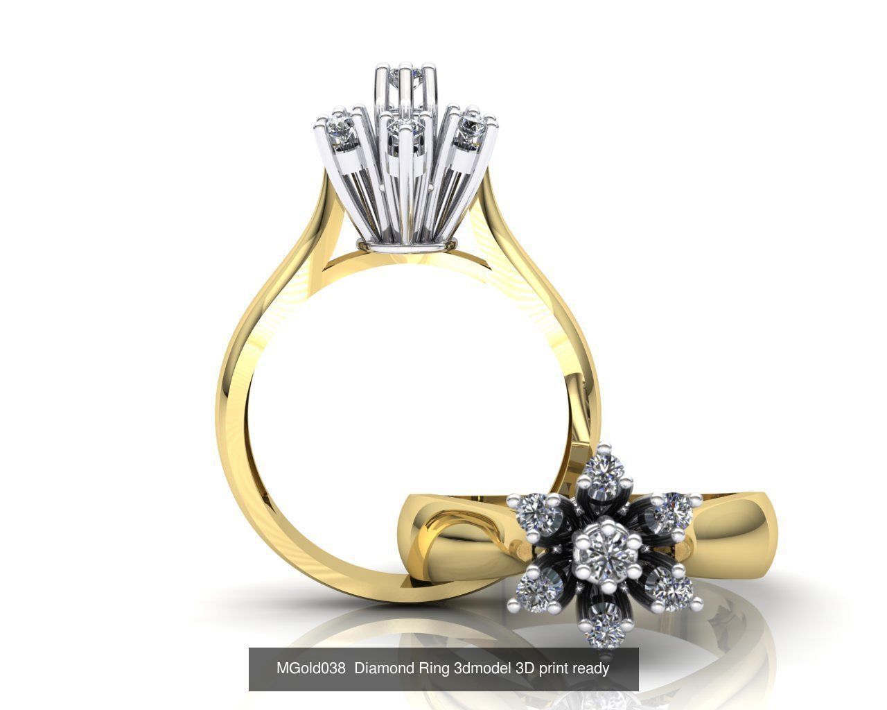 MGold038 Diamond Set 3dmodel 3D print ready 3D Model Collection | CGTrader