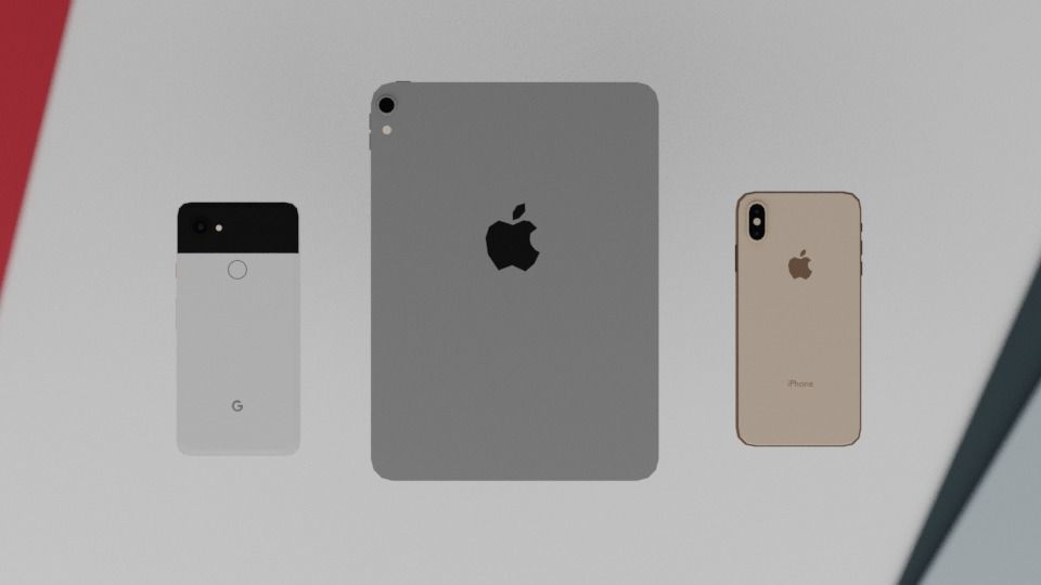 low poly iPhone XS Max Pixel 2 XL and iPad Pro 2018 Collection free VR ...
