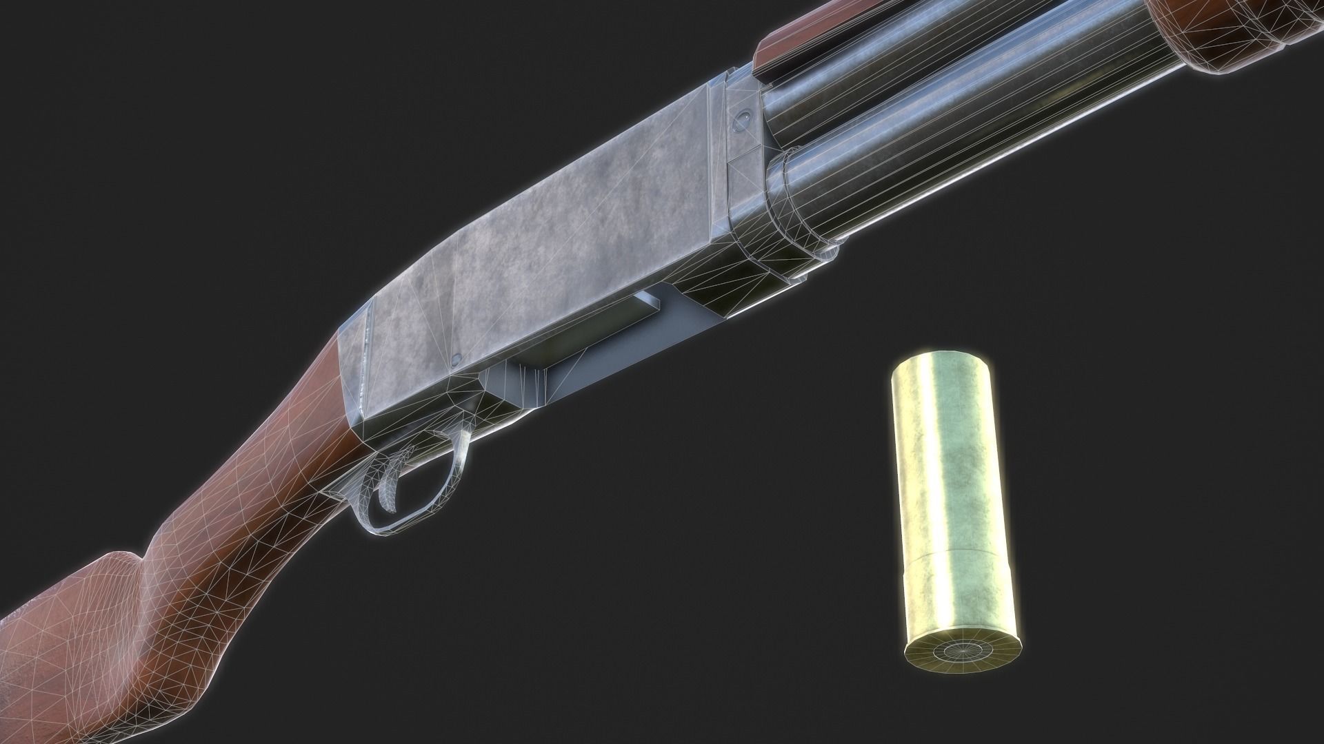 3D model WW2 Trench Gun with Animations and Attachments VR / AR / low ...