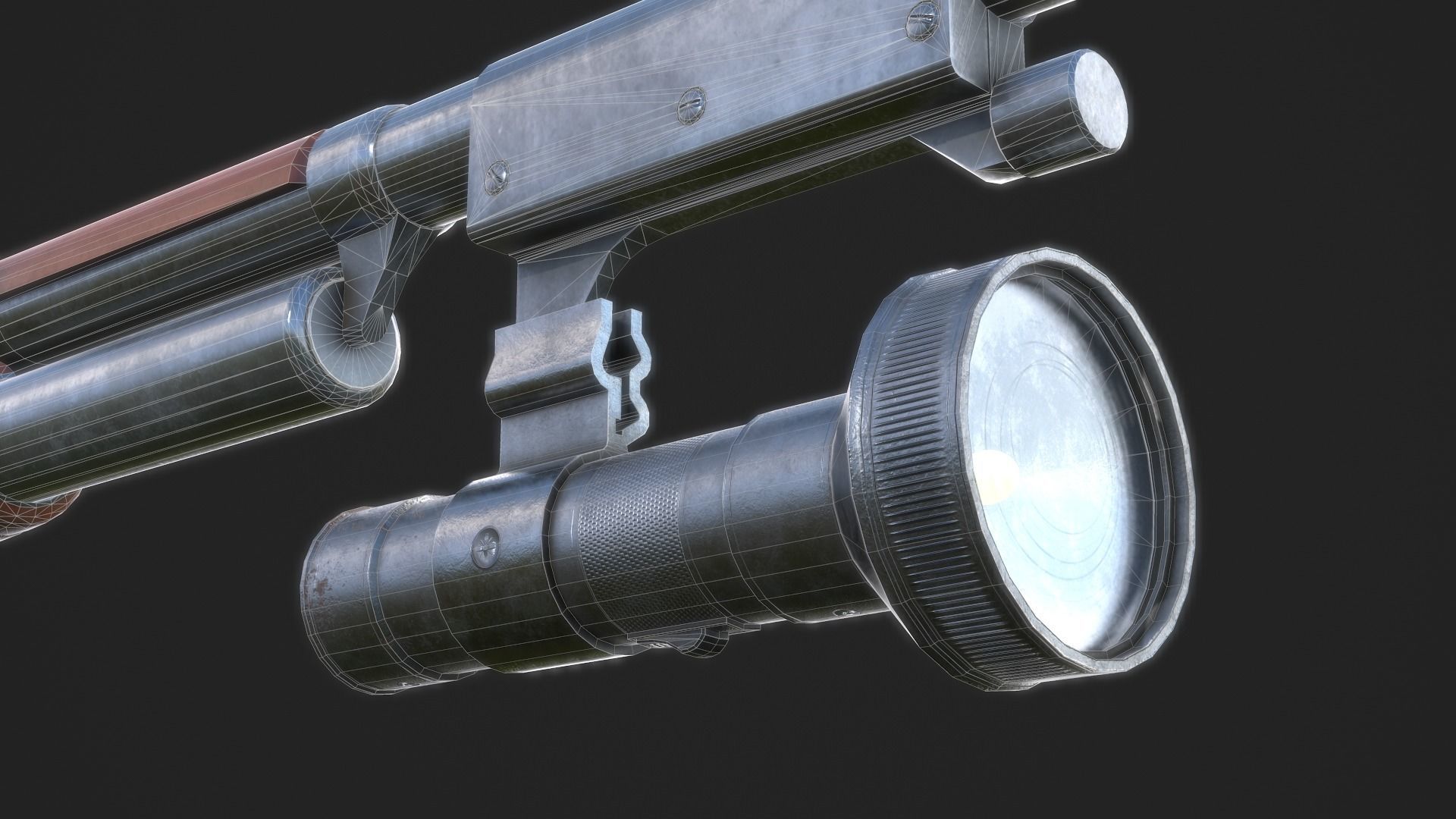 3D model WW2 Trench Gun with Animations and Attachments VR / AR / low ...